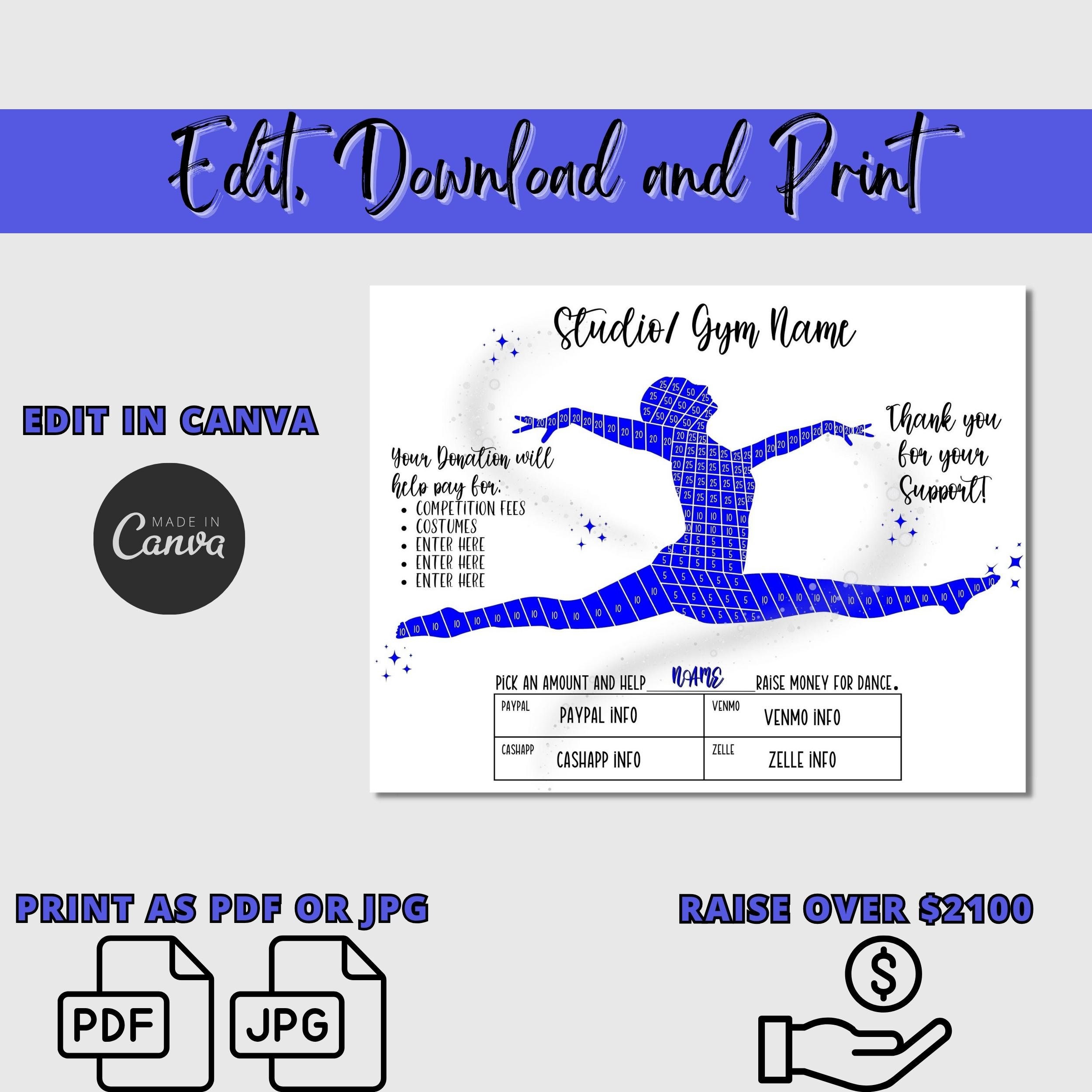 Gymnastics Fundraiser Editable Canva Template, Gymnastics Team ...