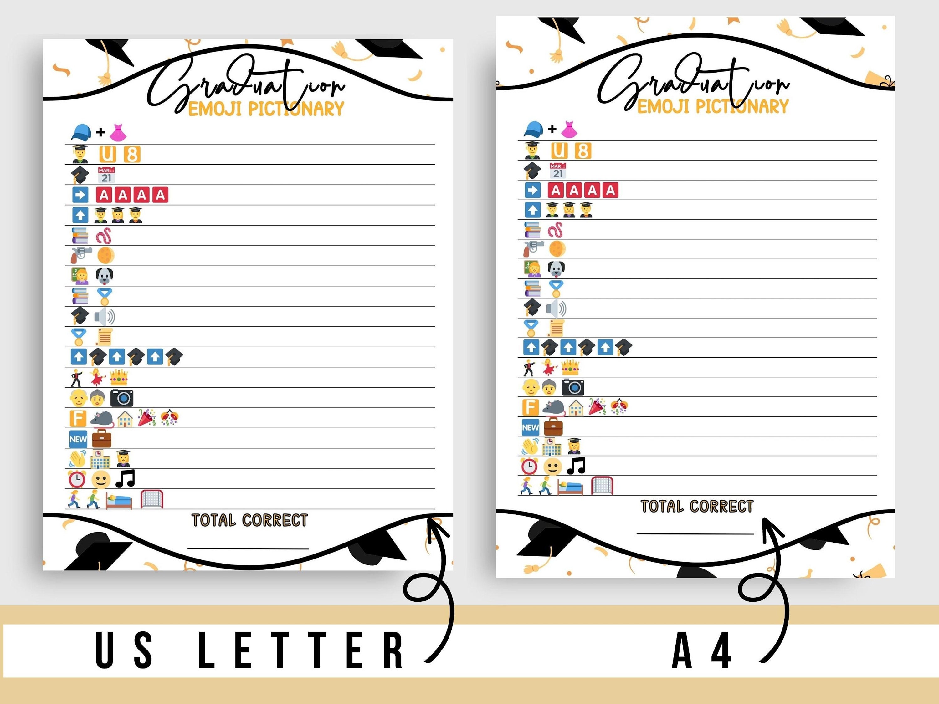 Emoji Pictionary Grad Party Printable Games, Graduation Party Emoji ...