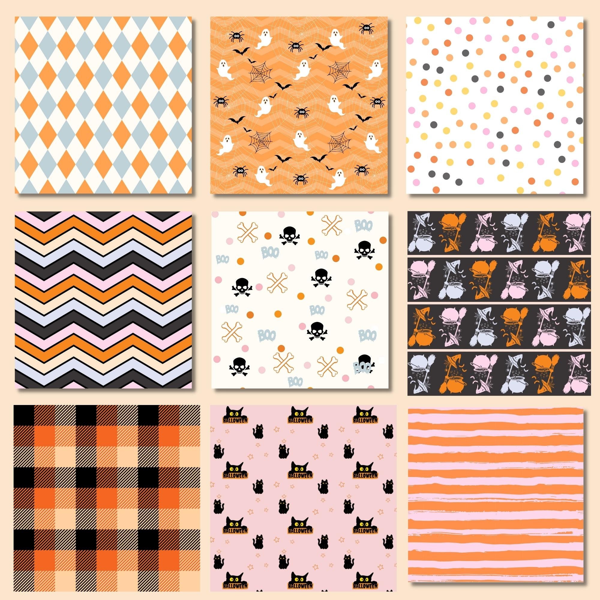 Pastel Halloween Digital Paper Pack, Seamless Patterns (PDF) - Etsy
