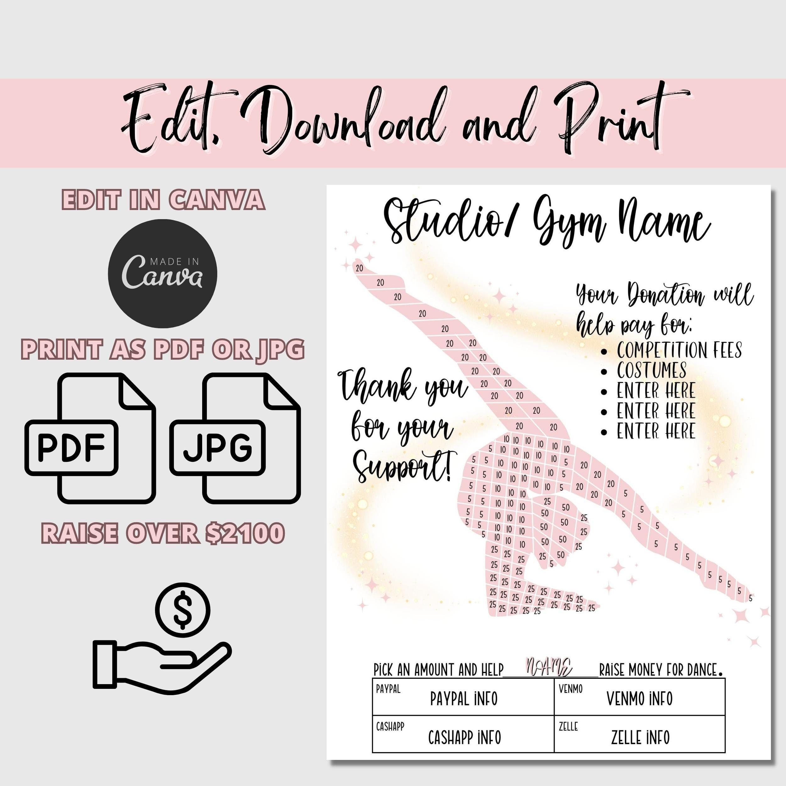 Gymnastics Fundraiser Editable Canva Template, Gymnastics Team ...