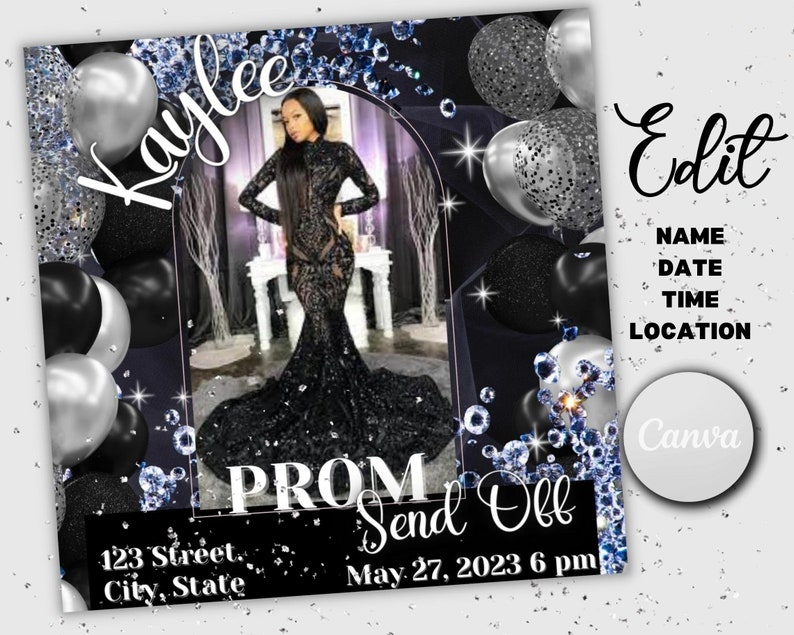 Prom Send off Flyer, Prom Flyer Canva Template, Editable Party Flyer ...