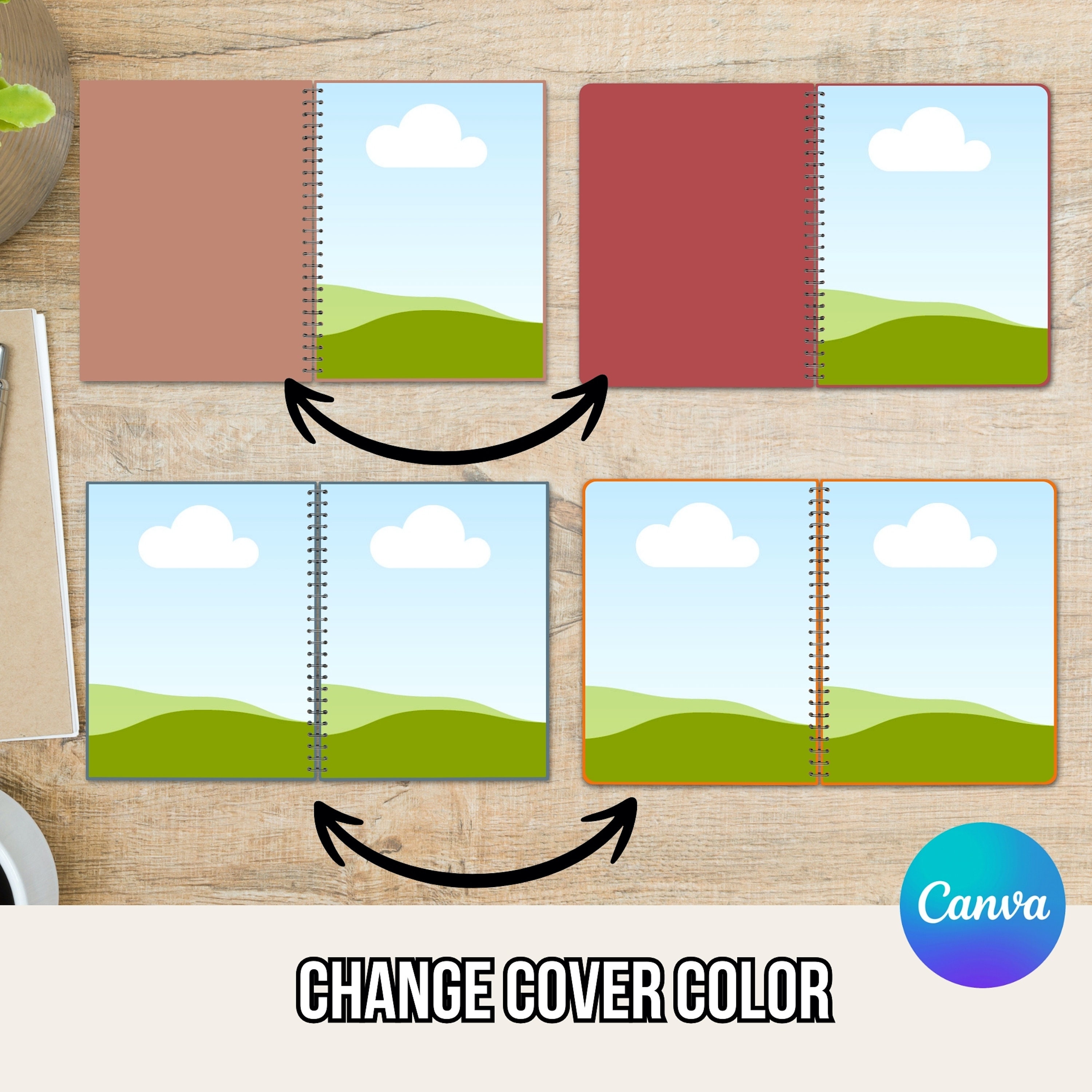 Canva Spiral Notebook Mockup, Journal Mockup, Canva Frame Book Mockup ...