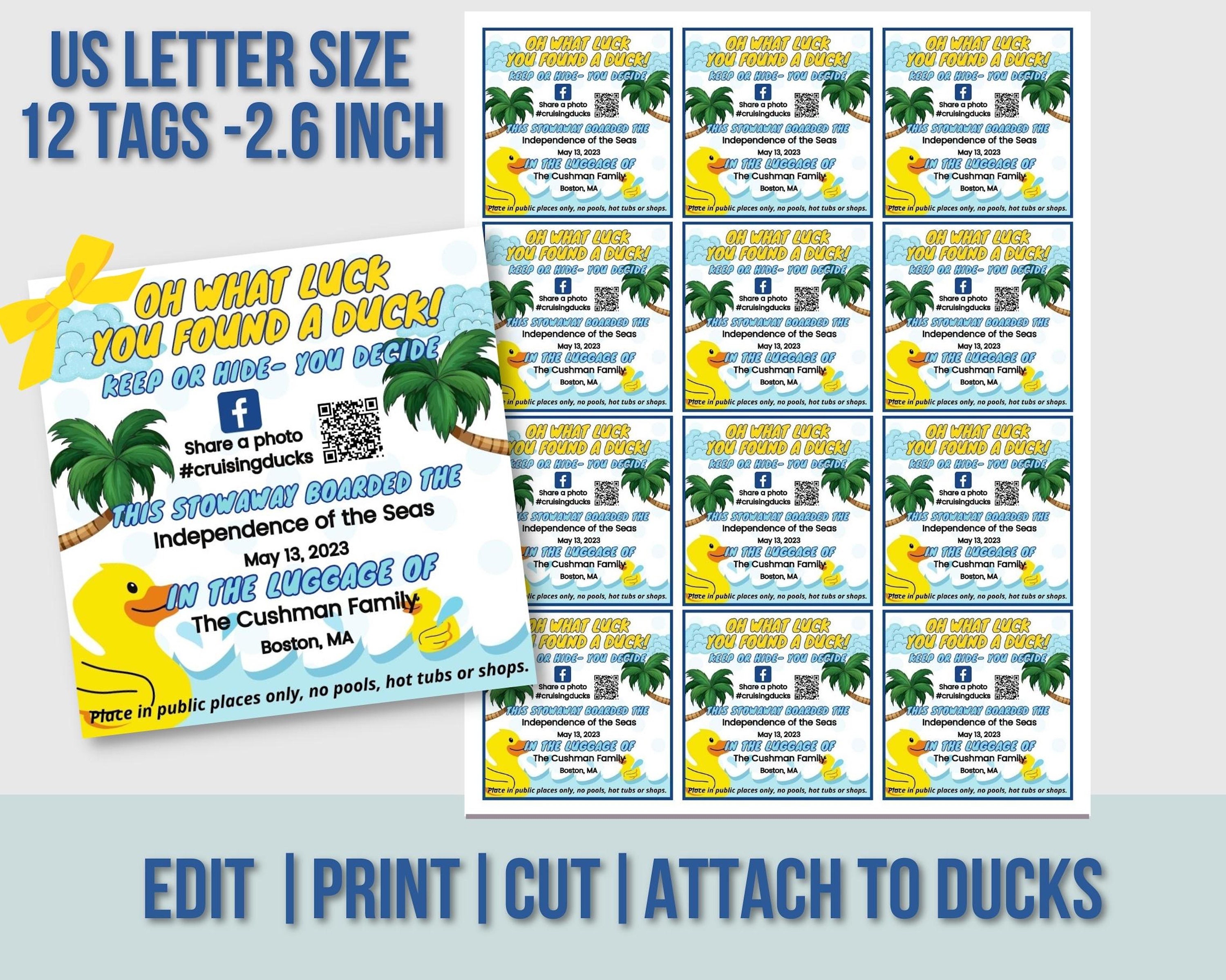 Cruising Duck Editable Tags, Cruise Printables Duck Tags Template ...