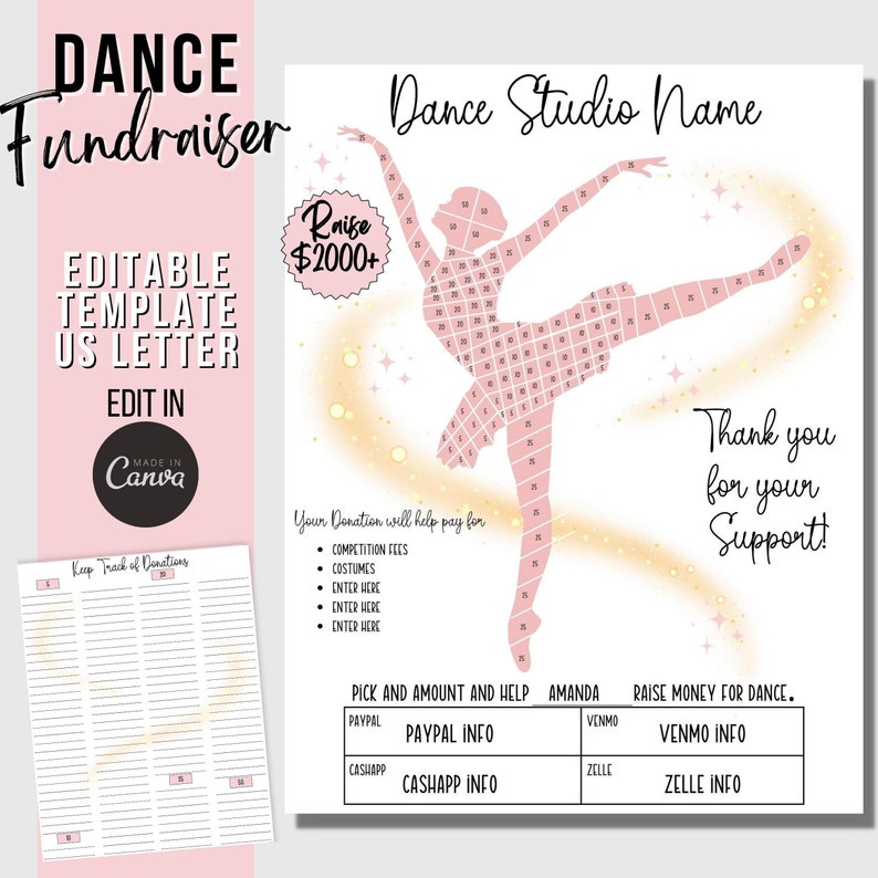 Dance Fundraiser Canva Template: Editable Team Flyer (digital Download ...