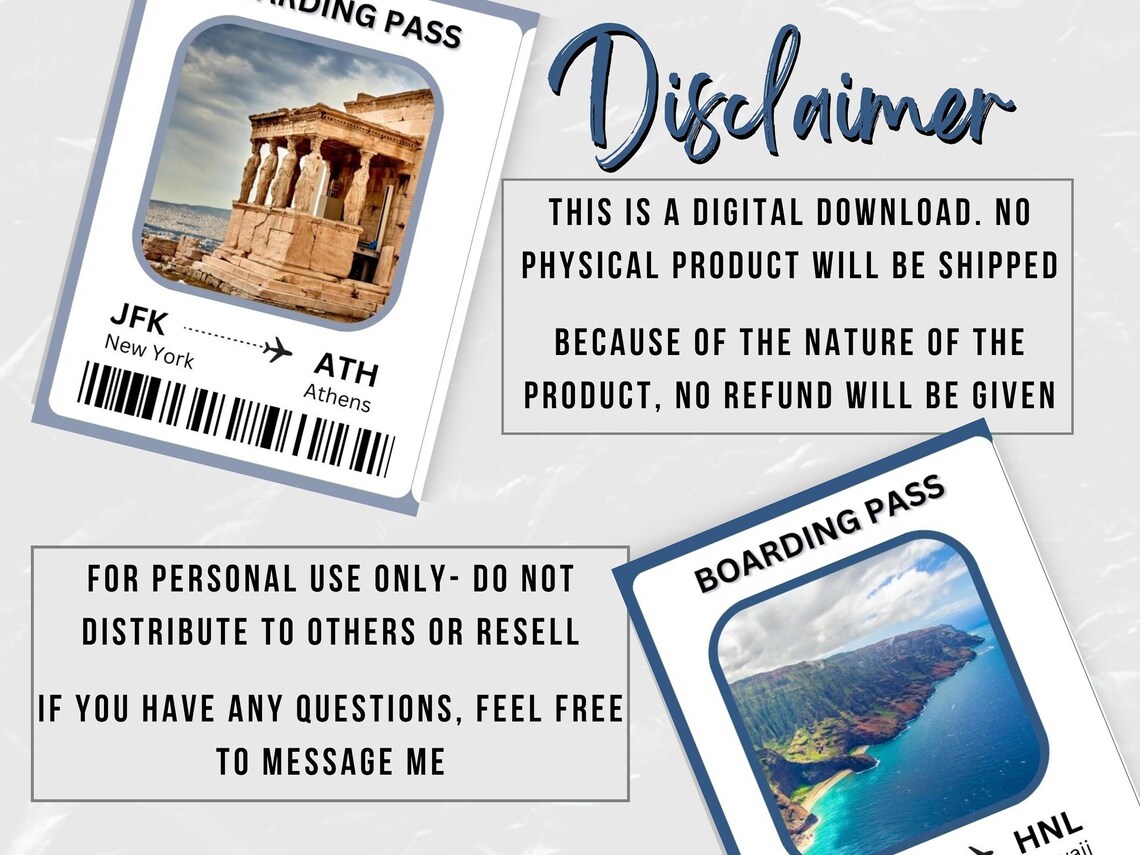 Surprise Trip Reveal Boarding Pass Template Instant Download - Etsy