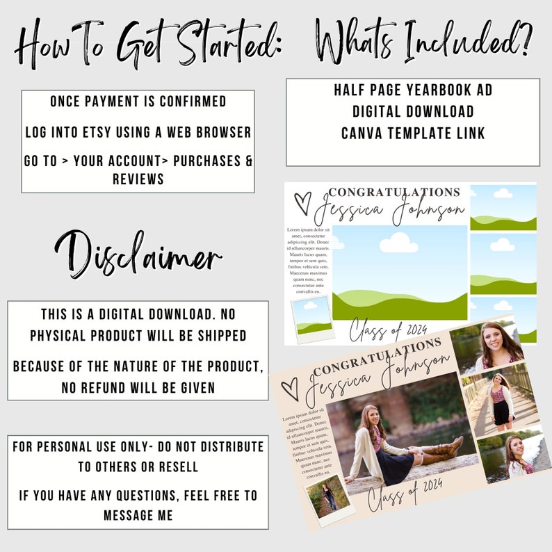 Yearbook Ad Template Half Page, Senior 2024 Yearbook Templates ...