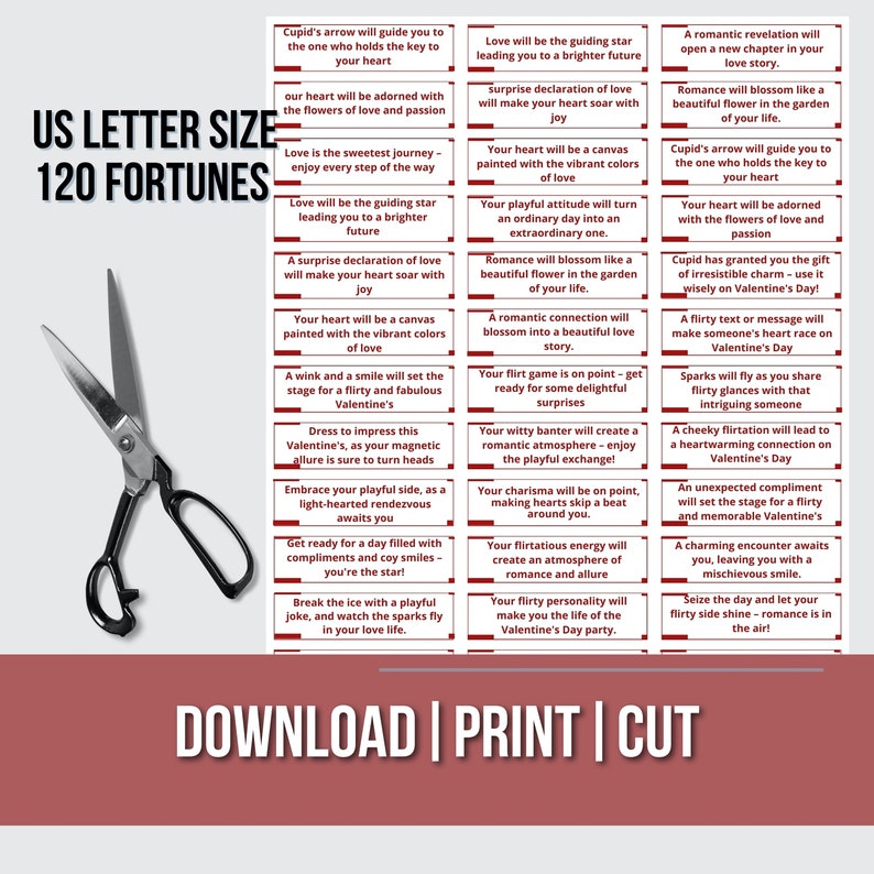 Printable Fortunes for DIY Fortune Cookie, Custom Party Favors Chinese ...