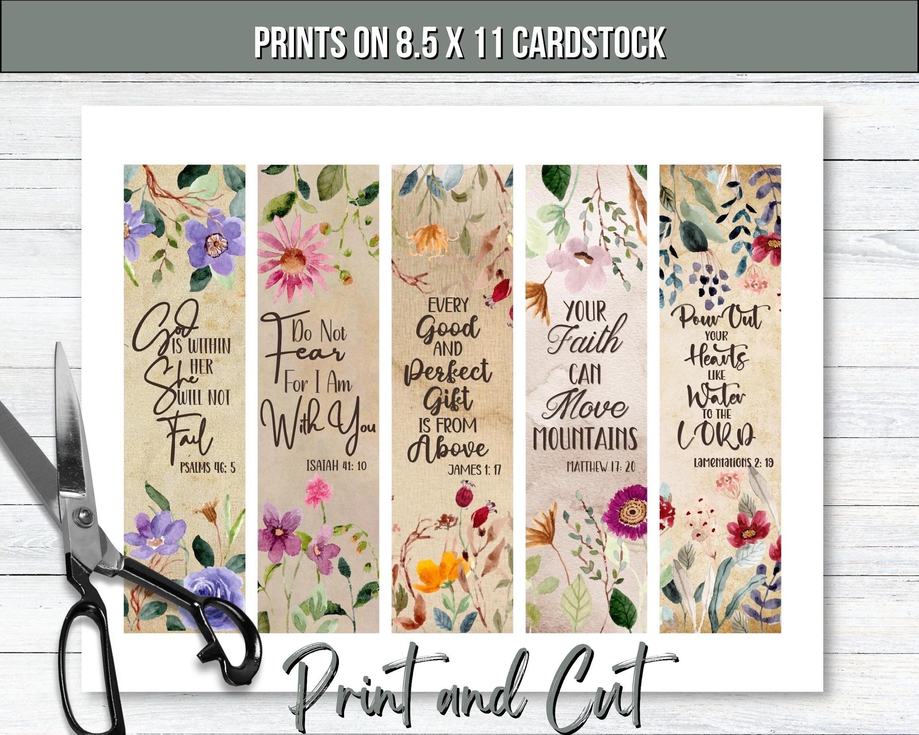 Floral Bible Verse Bookmarks: Scripture Watercolor Set (digital ...
