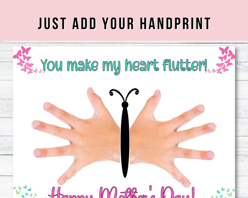 Mothers Day Handprint Craft Printable Card, DIY Mothers Day Gift ...