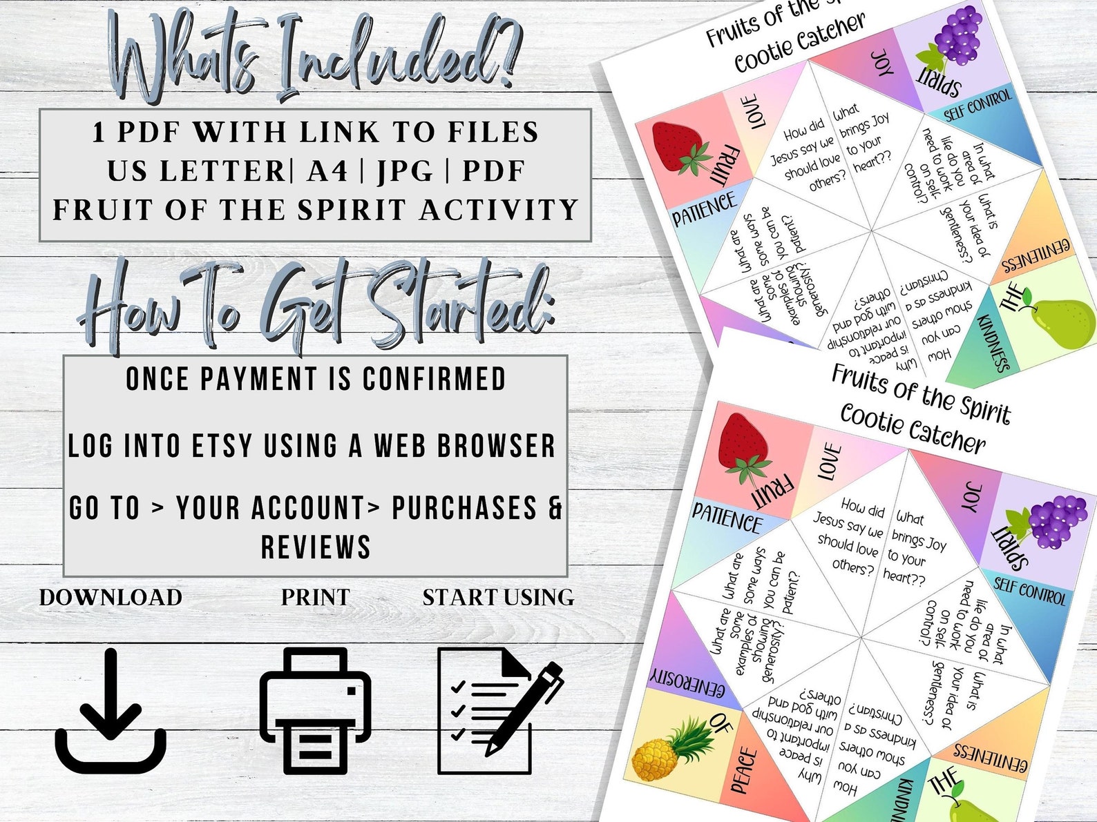 Fruit of the Spirit Cootie Catcher Sunday School Bible - Etsy UK