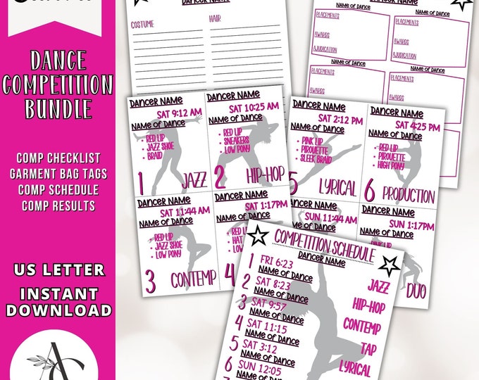 Dance Competition Printable Bundle | Dance Garment Bag Labels | Dance ...