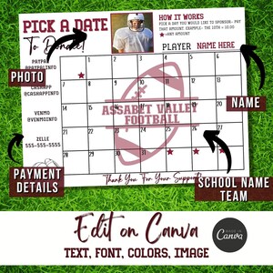 Football Calendar Fundraiser: Pick a Date, Pay for Day (PDF Template ...