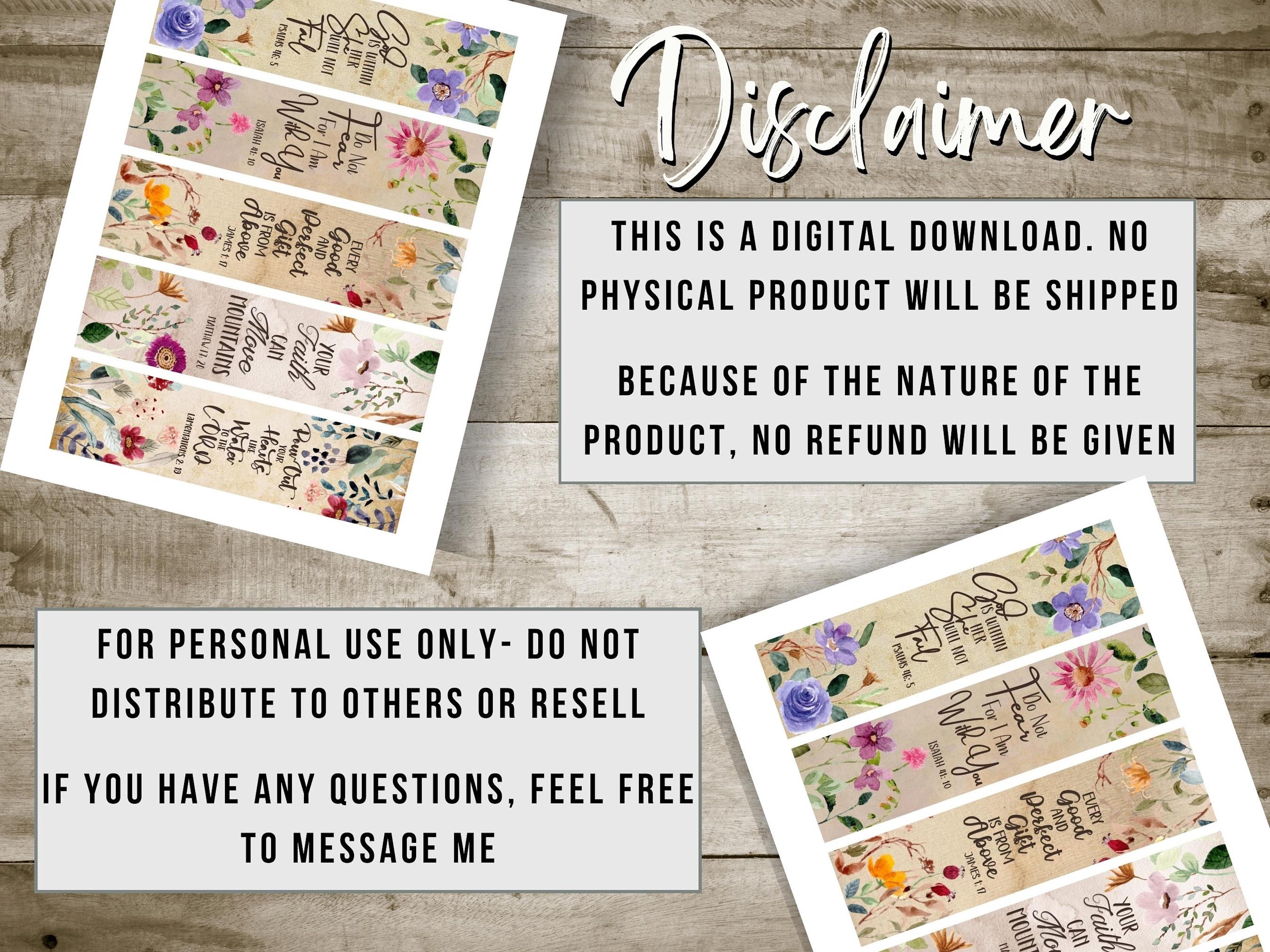 Floral Bible Verse Bookmarks: Scripture Watercolor Set (digital ...