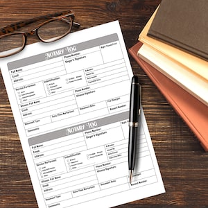 Printable Notary Log Journal for Notary Public , Notary Record Book ...