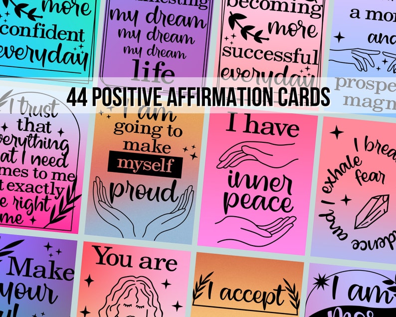 Printable Daily Positive Affirmation Cards for Self Love - Etsy