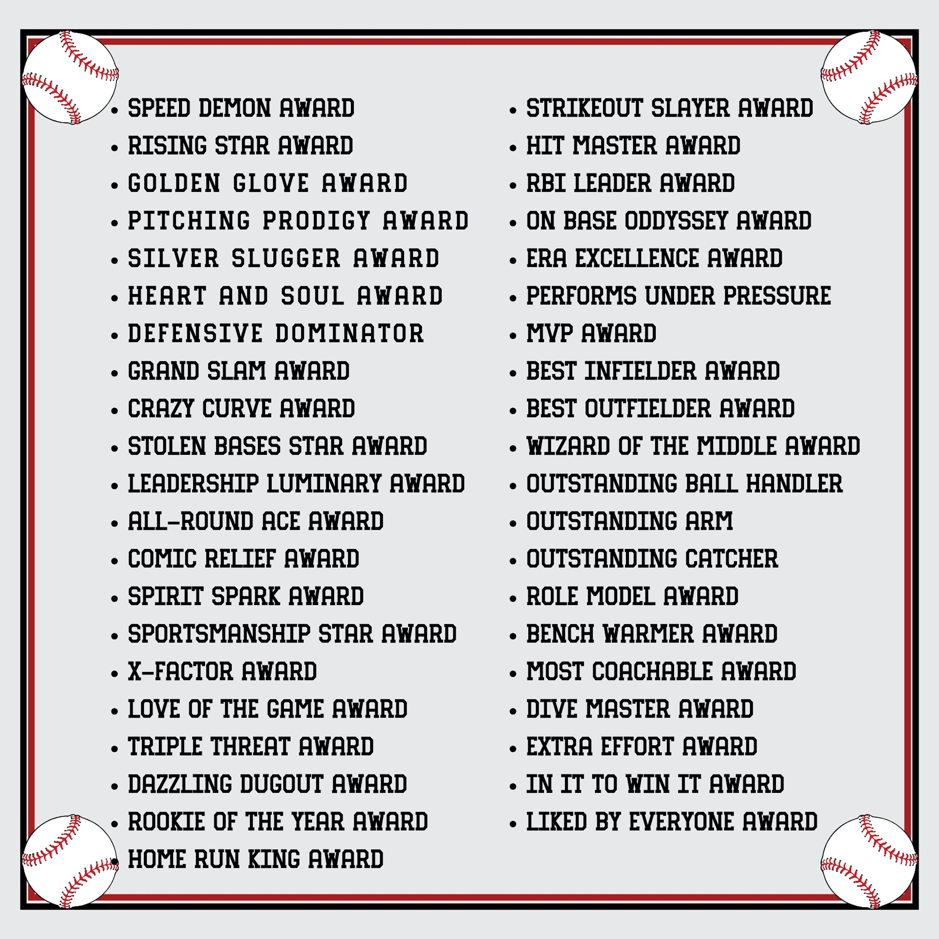 Baseball Team Award Bundle, Participation, Recognition, Coach and Team ...