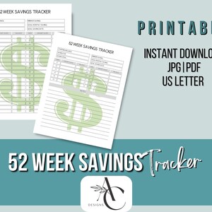 52 Week Savings Chart Printable, 52 Week Challenge Saving Tracker ...