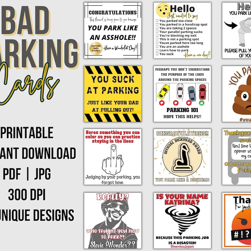 Bad Parking Cards - Etsy