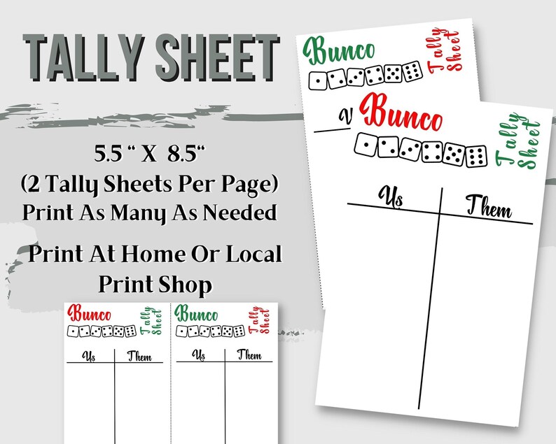 Bunco Score Sheet, Bunco Tally Sheet, Bunco Printables, Bunco Bundle ...