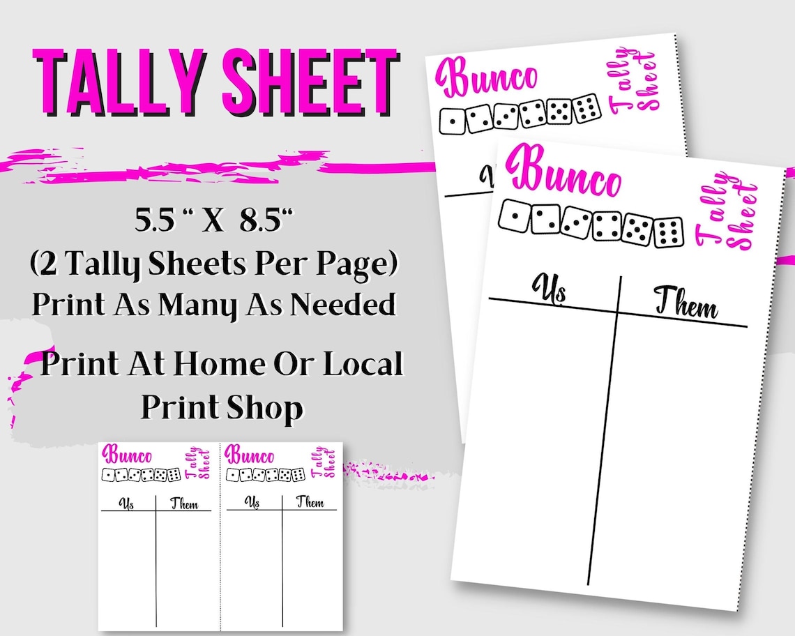 Bunco Score Sheet Bunco Tally Sheet Bunco Printables Bunco - Etsy