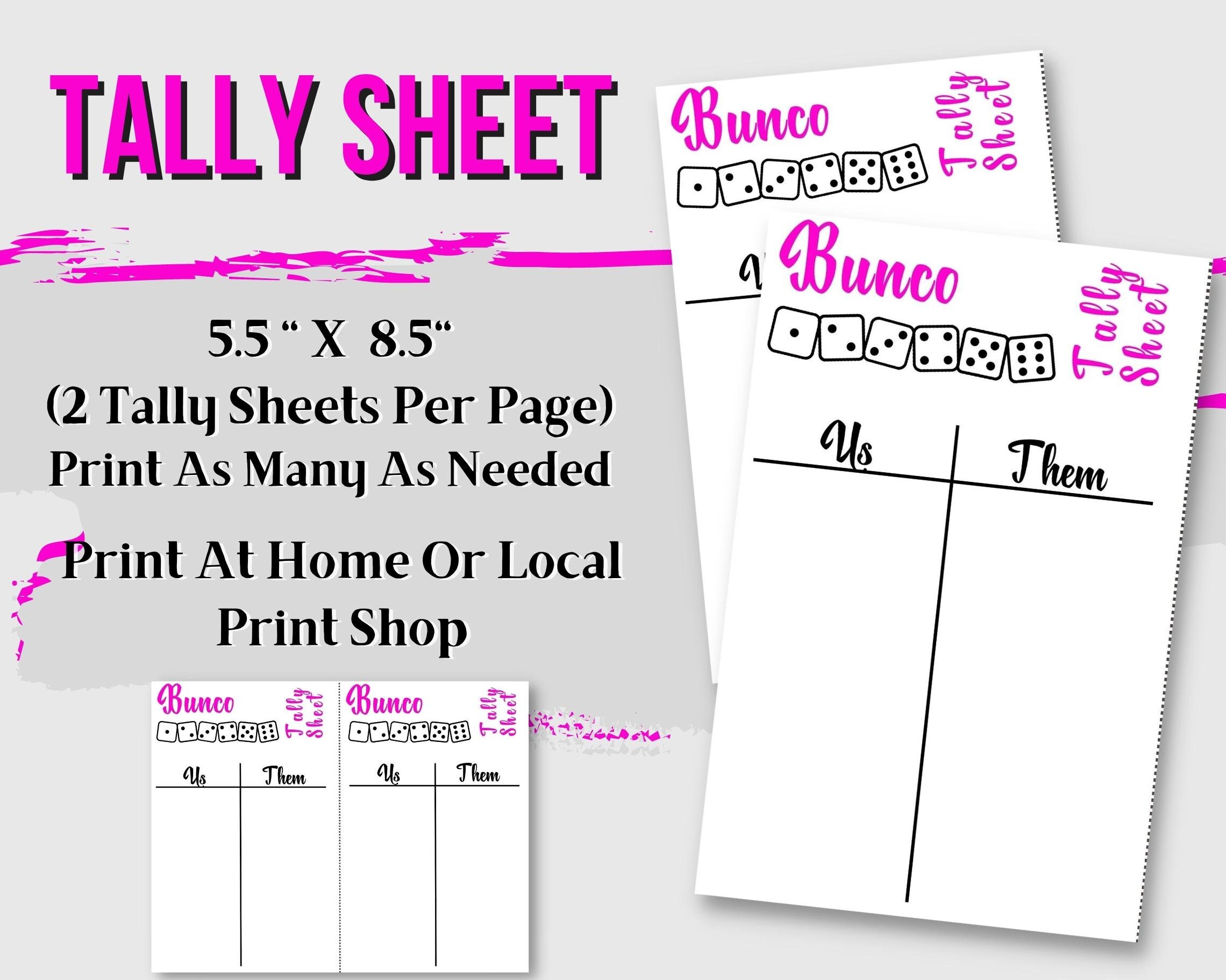 Bunco Score Sheet, Bunco Tally Sheet, Bunco Printables, Bunco Bundle ...