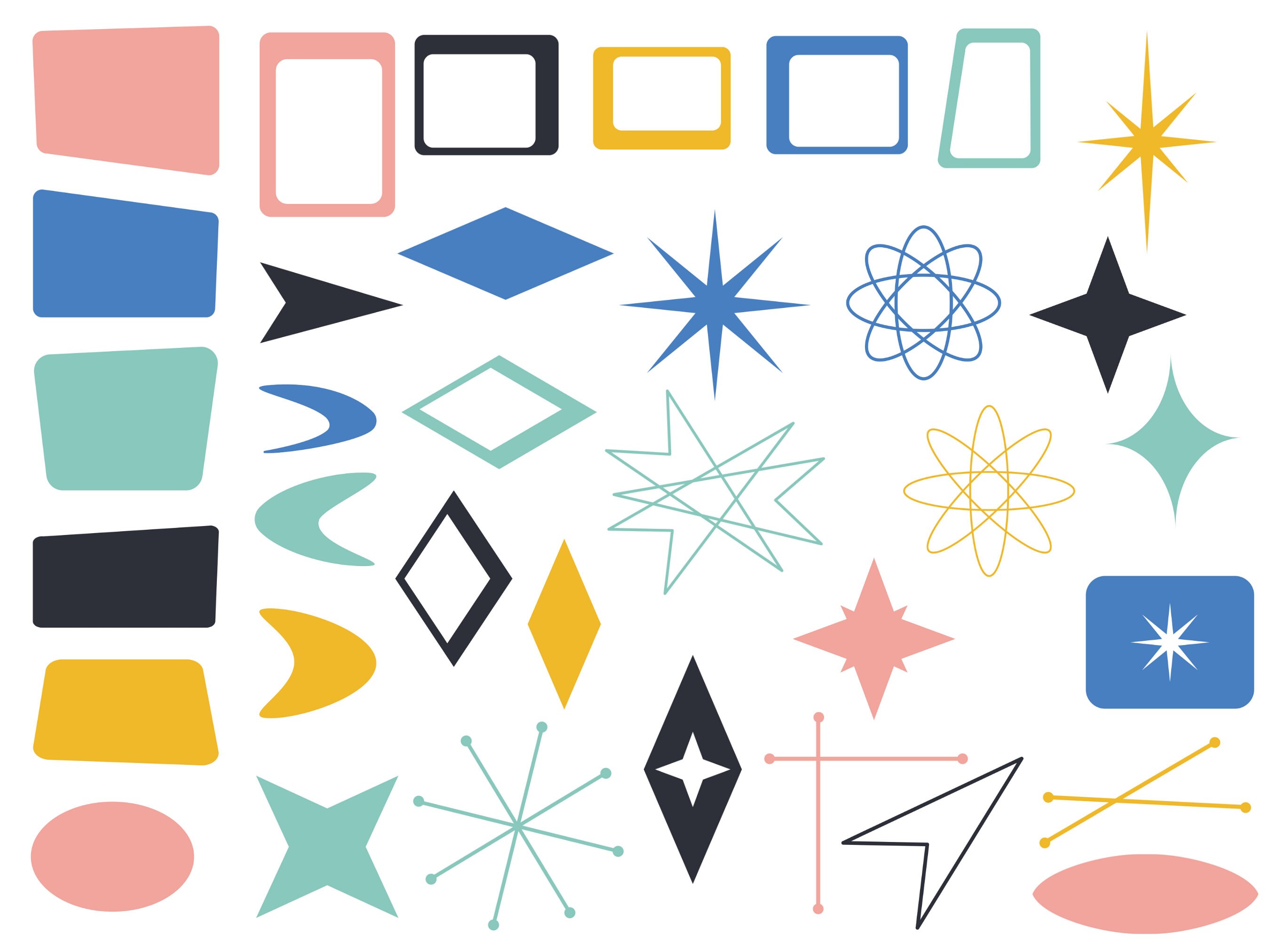 Printable Mid Century Modern Stickers for Planner & Crafts, Retro ...