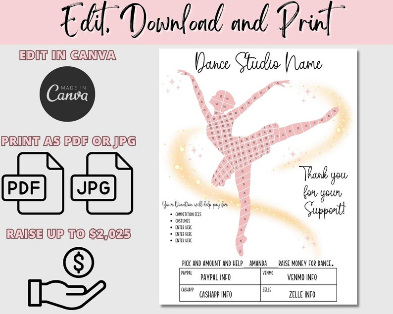 Dance Fundraiser Canva Template: Editable Team Flyer (digital Download ...