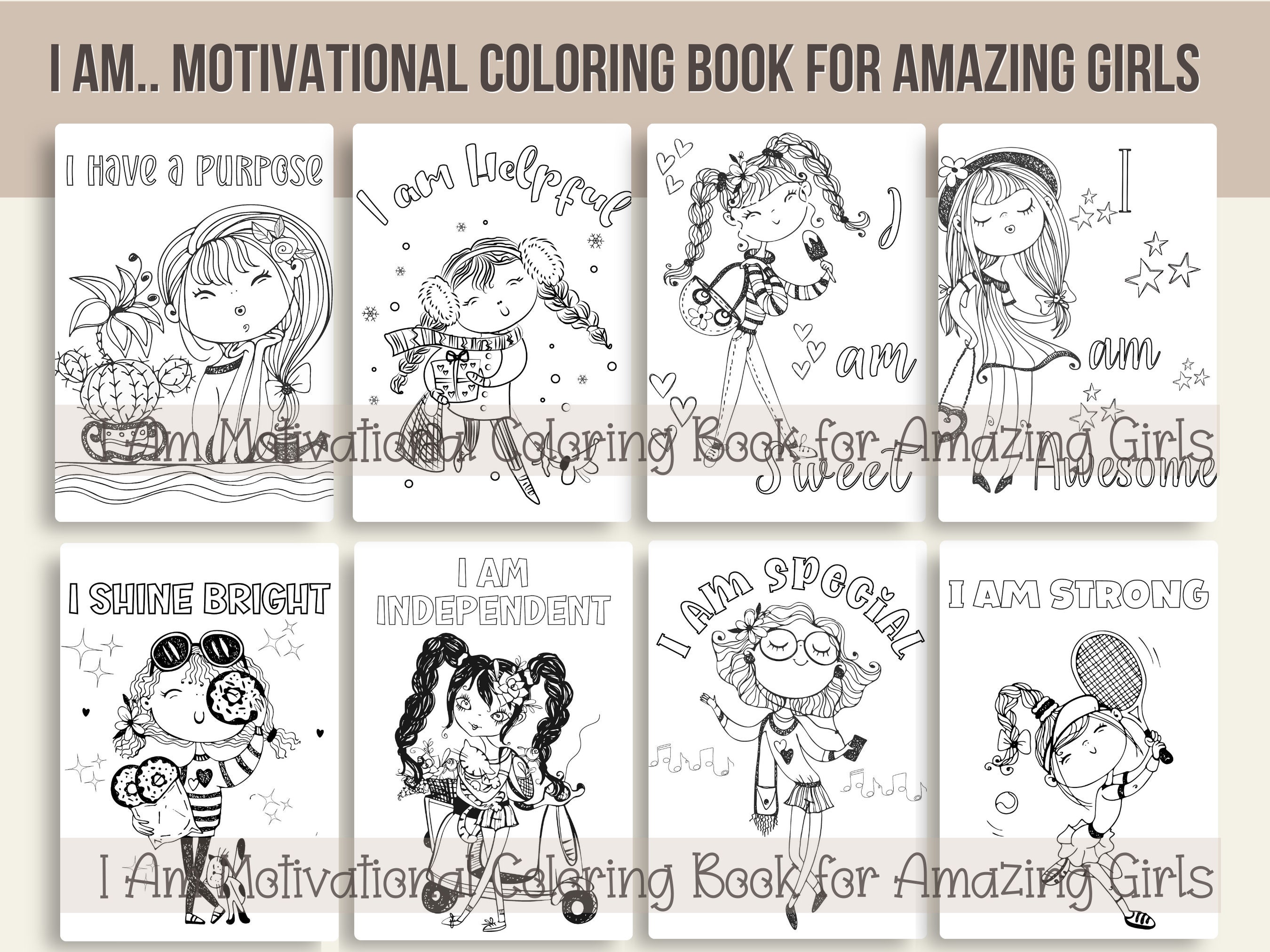 Kids Affirmations Coloring Book PDF, Positive Quotes Girl Coloring Book ...