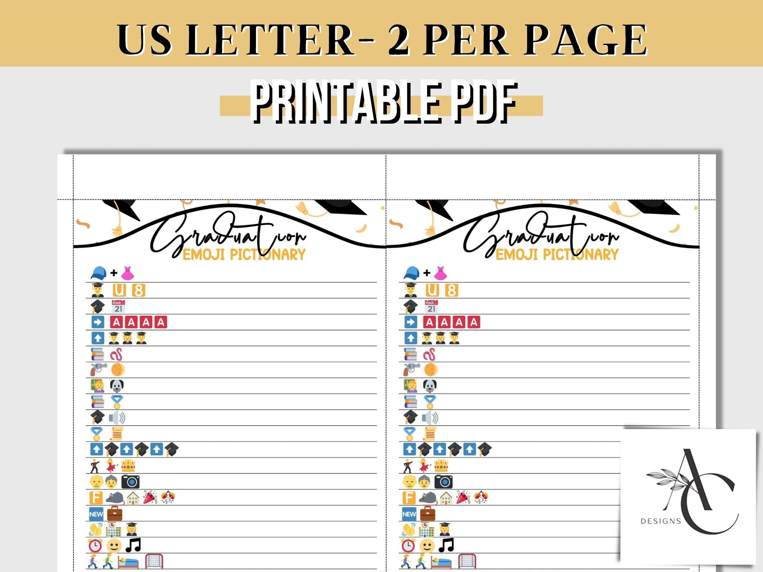 Emoji Pictionary Grad Party Printable Games, Graduation Party Emoji ...