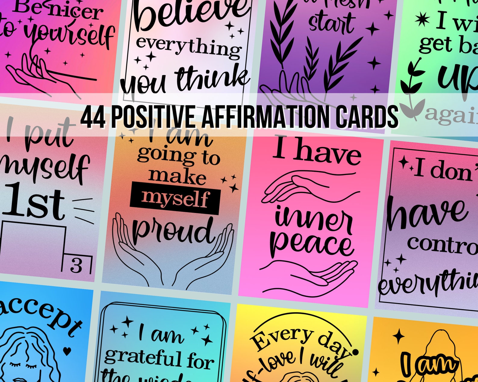 Printable Daily Positive Affirmation Cards for Self Love Healing ...