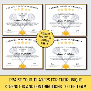 Personalized Lacrosse Award Certificates: MVP, Team, End-of-season ...