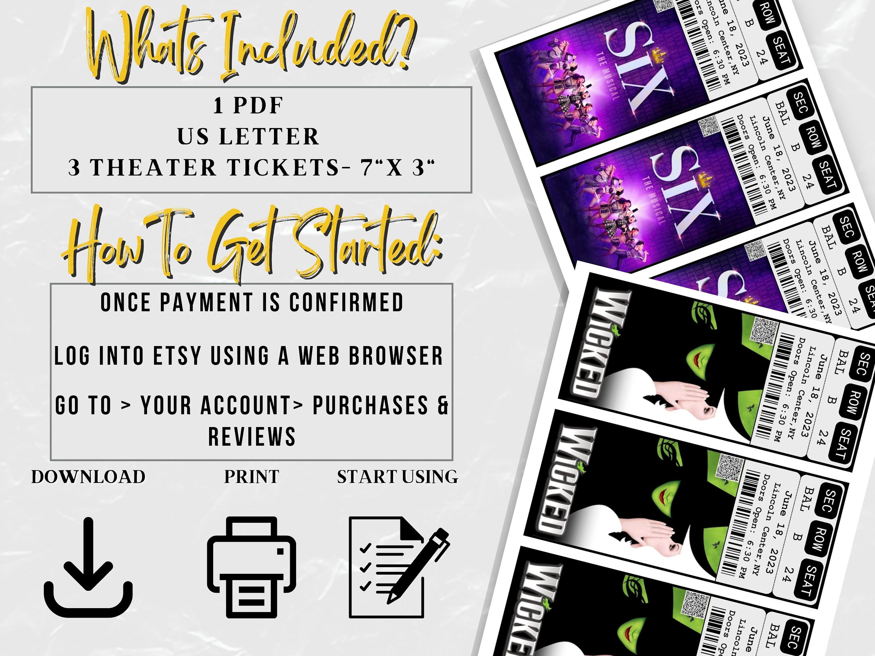 Personalized Theatre Ticket Event Ticket Surprise Voucher Musical ...