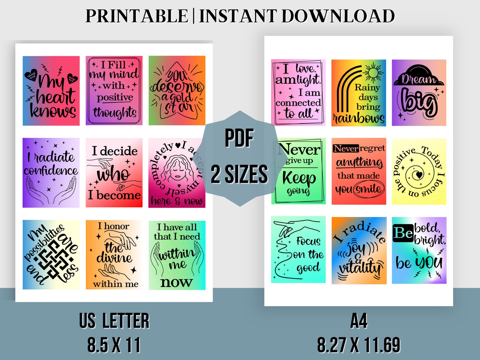 Printable Daily Positive Affirmation Cards for Self Love Healing ...