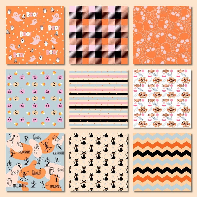 Pastel Halloween Digital Paper Pack, Seamless Patterns (PDF) - Etsy