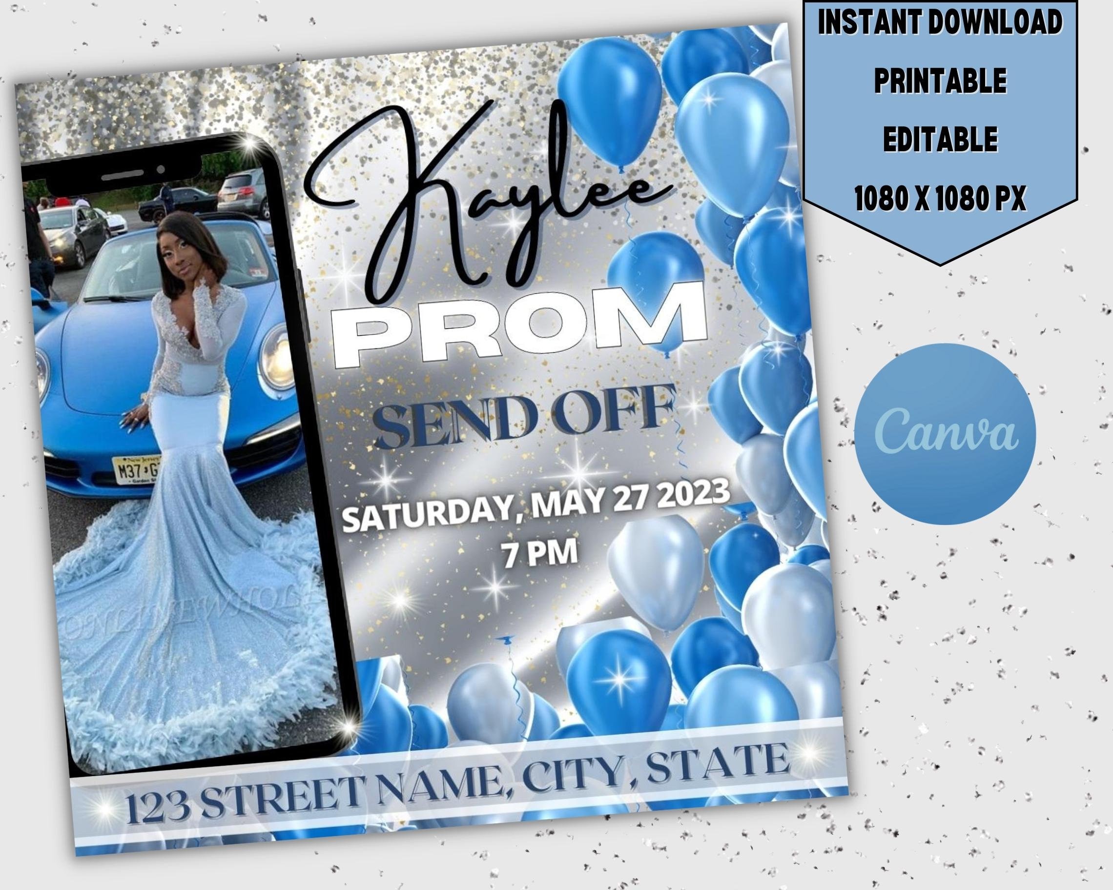 Prom Send off Flyer, Prom Flyer Canva Template, Editable Party Flyer ...