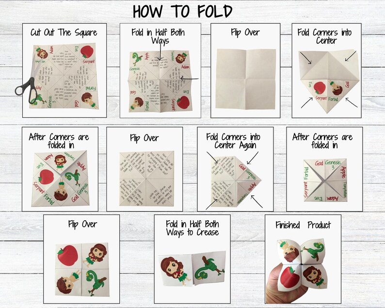 Adam and Eve Cootie Catcher: Bible Story Paper Craft (PDF) - Etsy