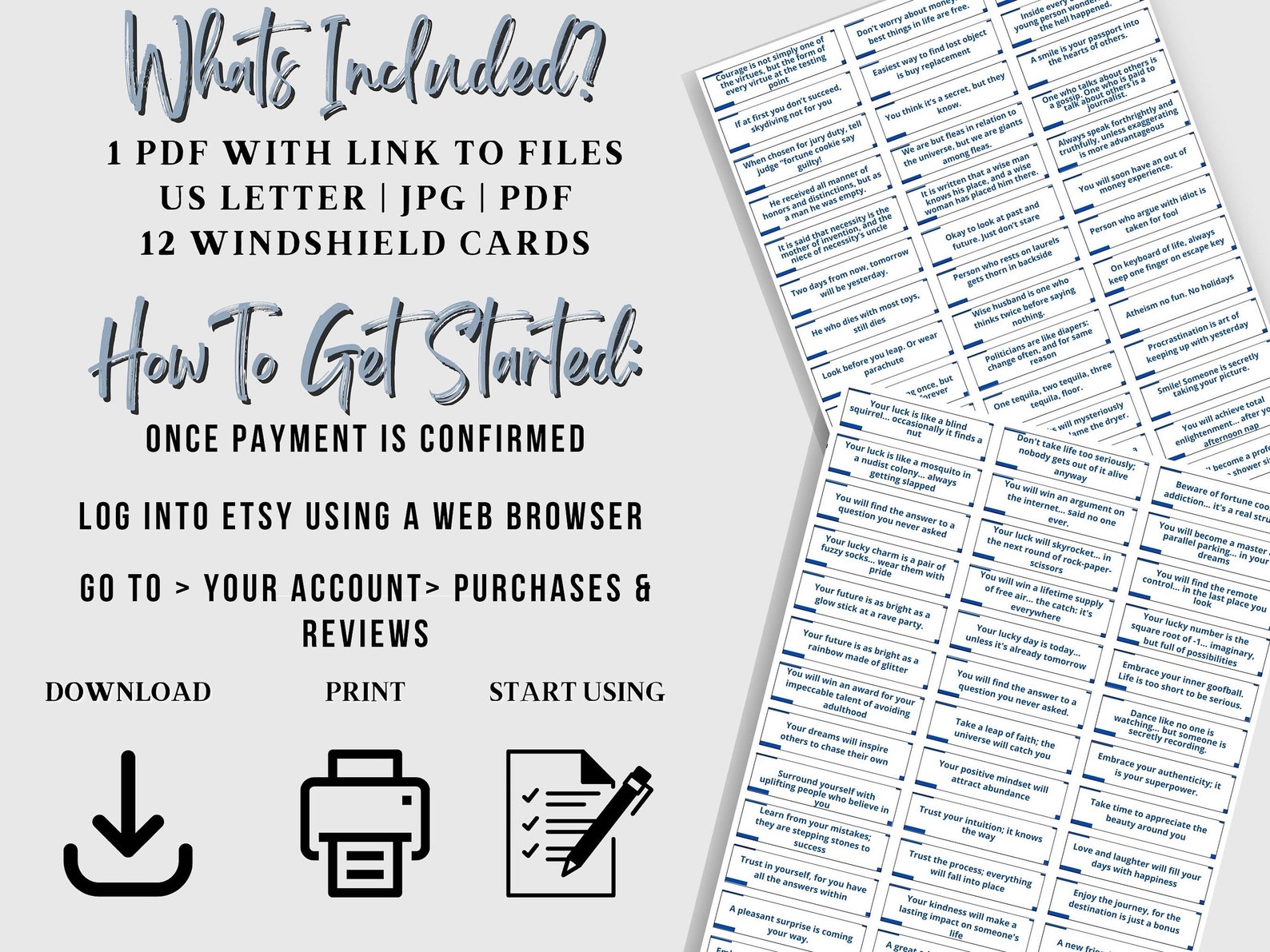 Printable Fortunes for DIY Fortune Cookie, Custom Party Favors Chinese ...