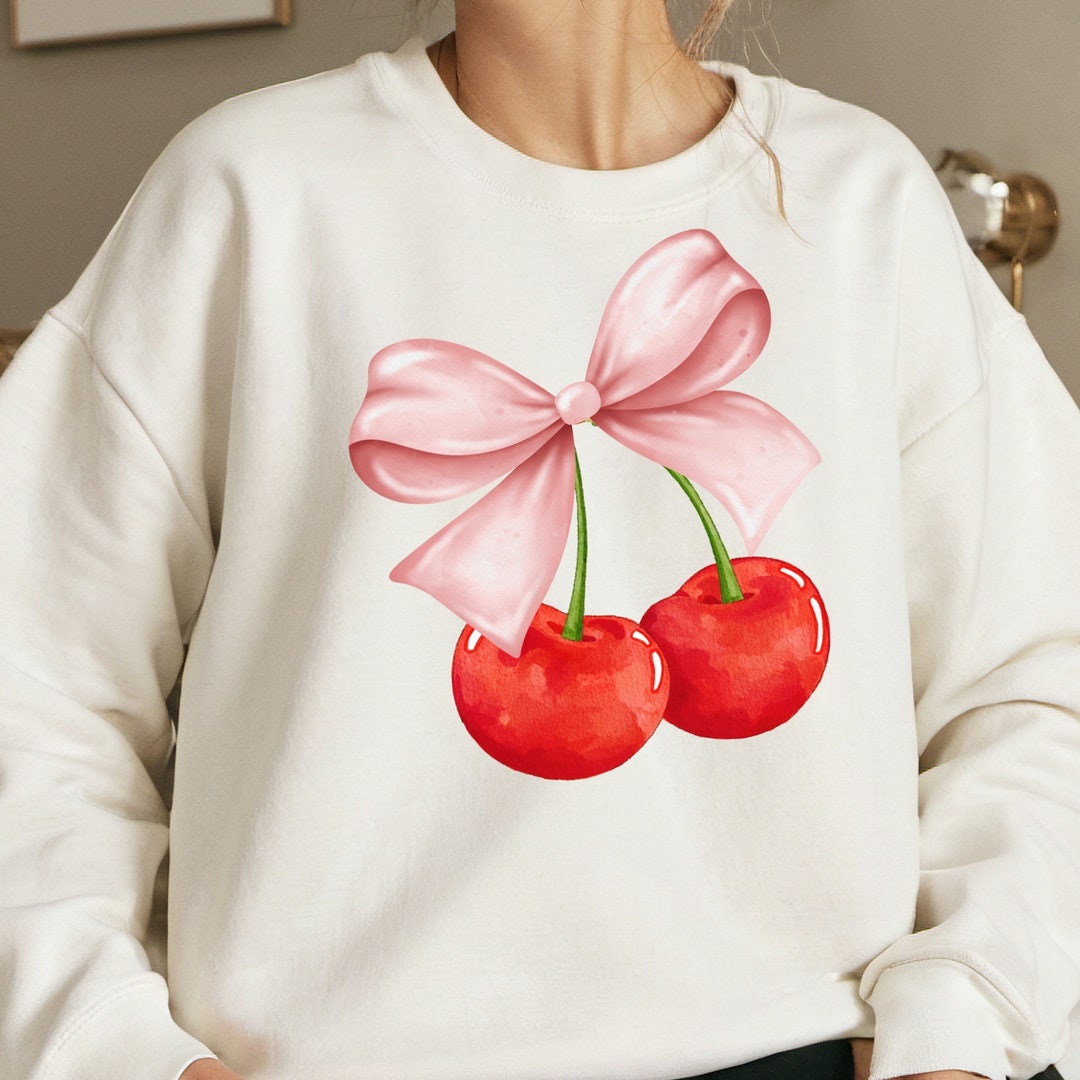 Cherry Pink Bow Coquette PNG: Trendy Ribbon Clipart, Best Seller for ...