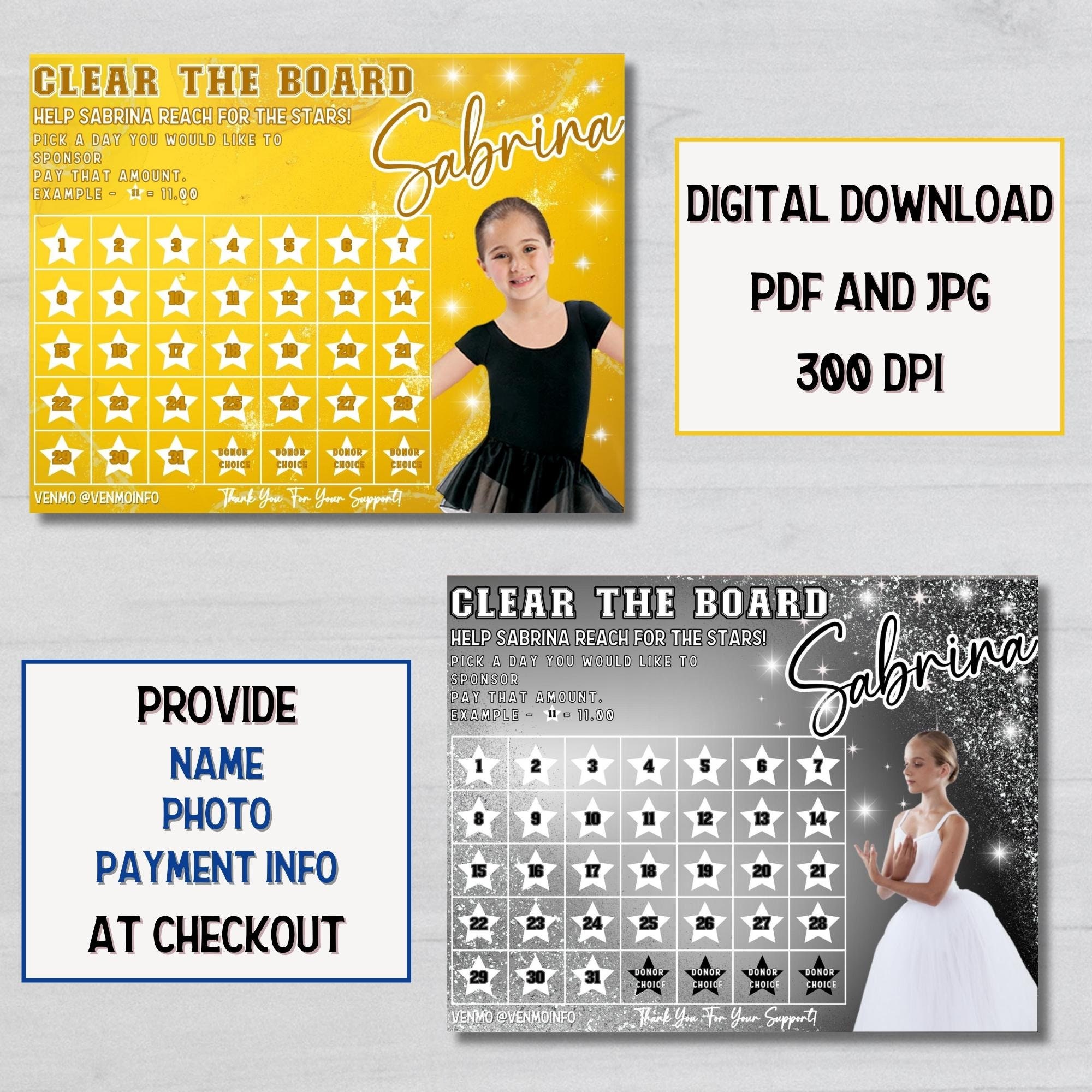 Dance Fundraiser Template: Clear the Board, Sponsor a Dancer (canva ...