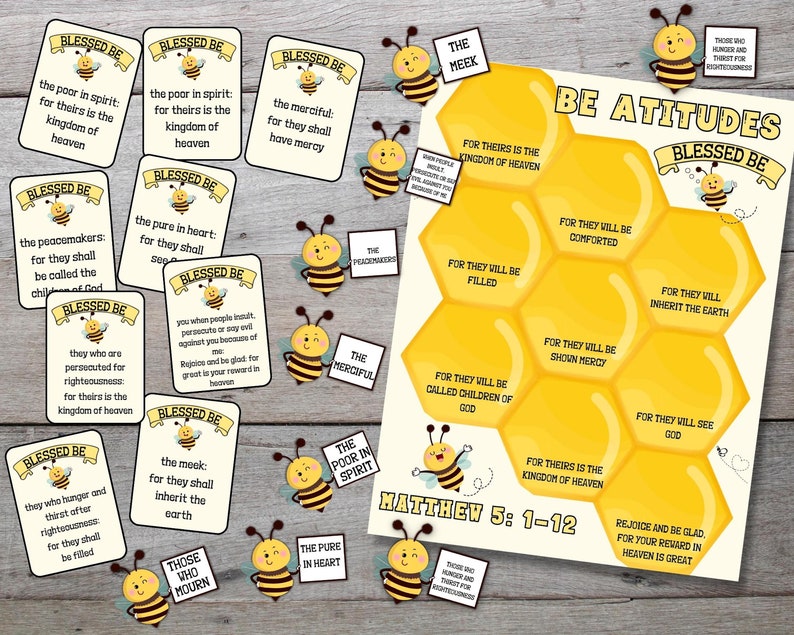 The Beatitudes Matching Game & Printable Flashcards - Etsy Canada