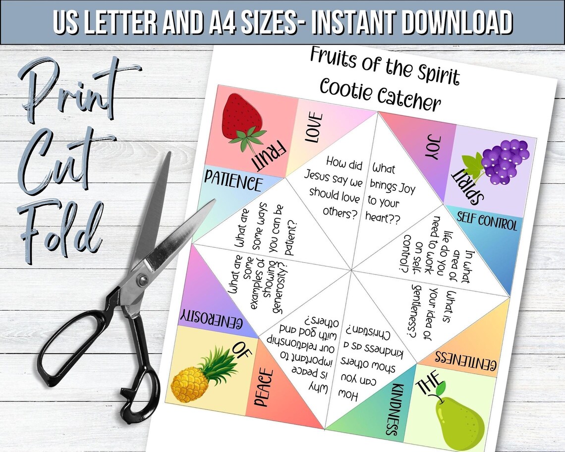 Fruit of the Spirit Cootie Catcher Sunday School Bible Activity ...