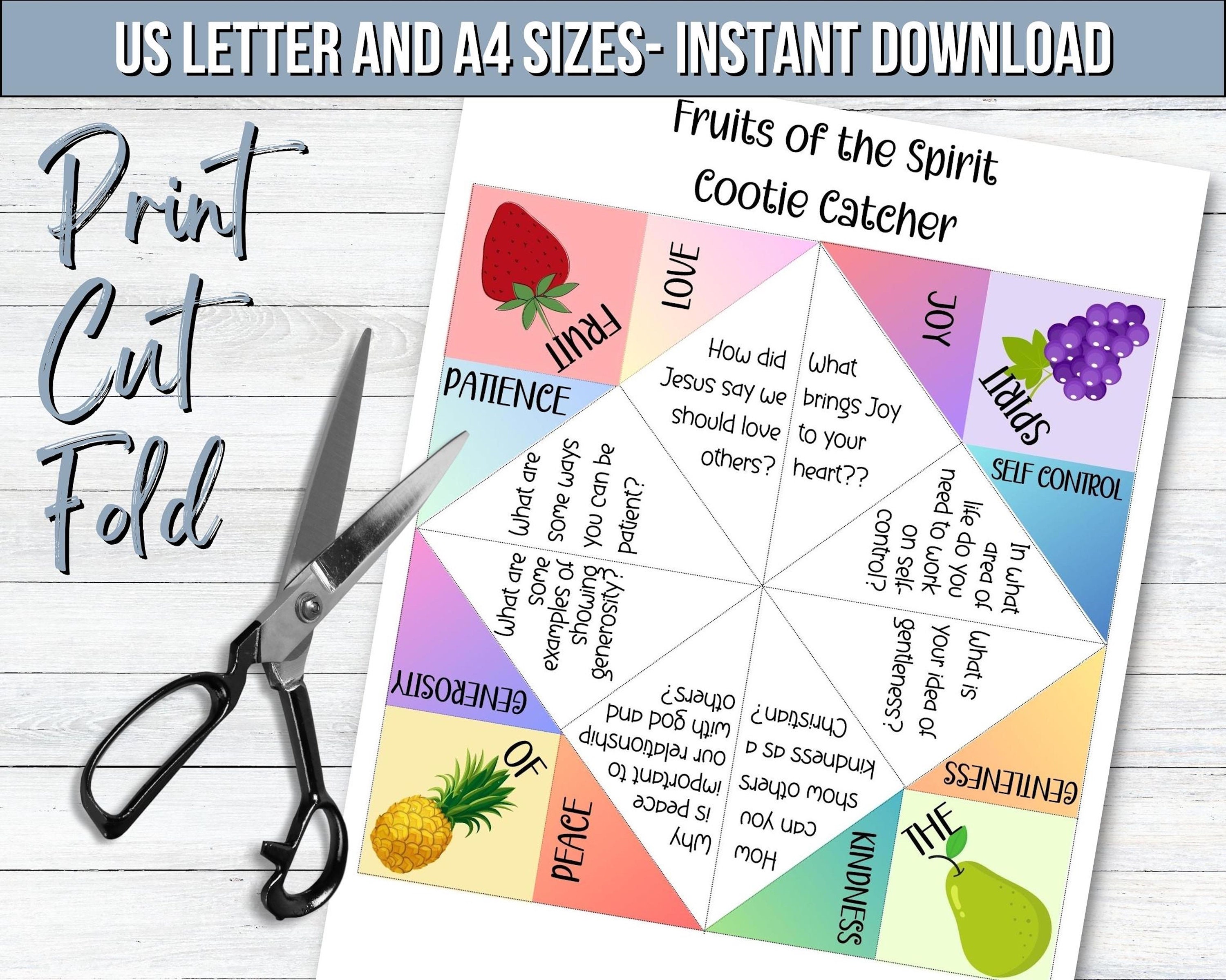 Fruit of the Spirit Cootie Catcher Sunday School Bible Activity ...