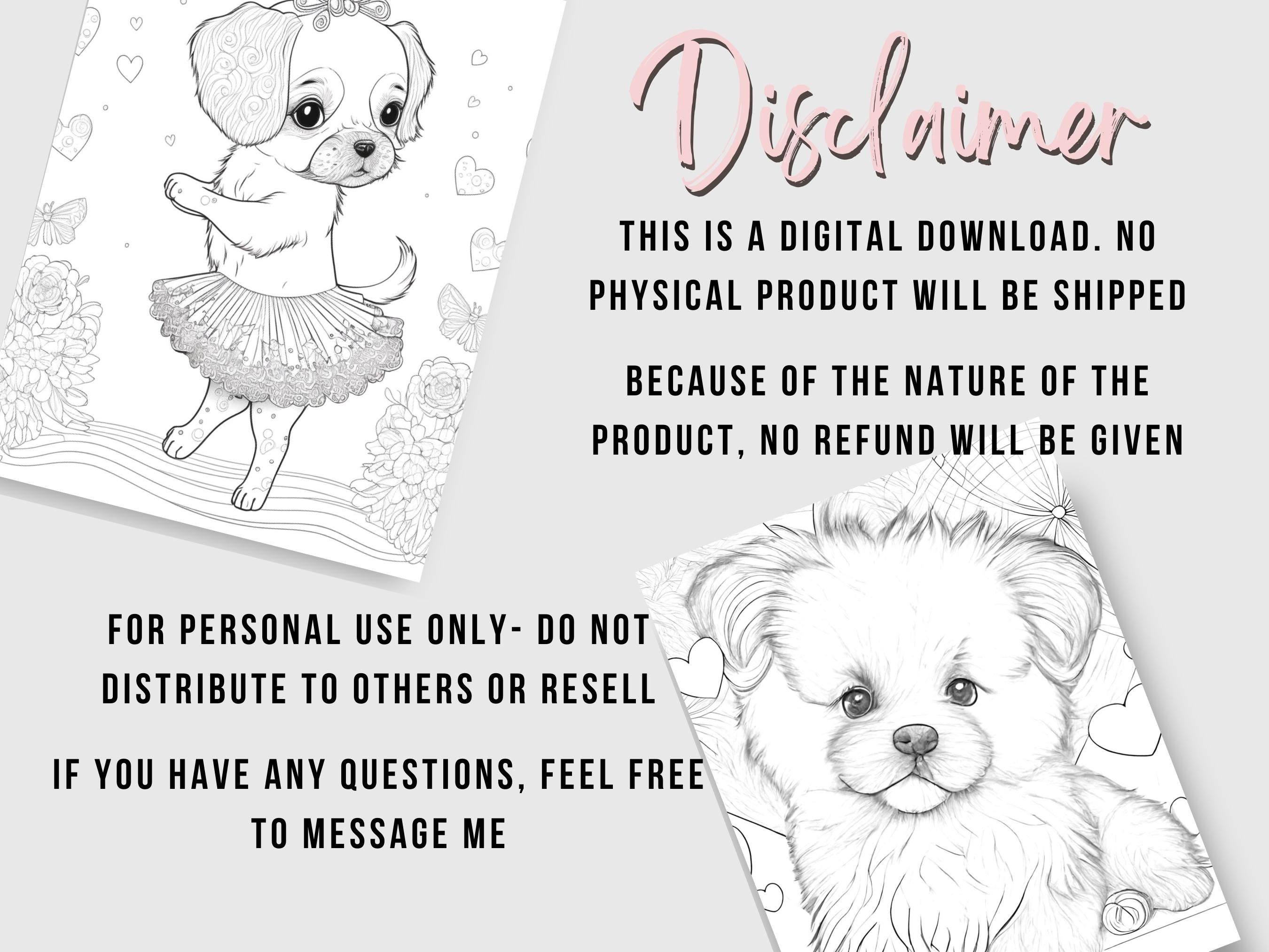 Cute Dogs Printable Coloring Book, Grayscale Coloring Book PDF, Puppies ...