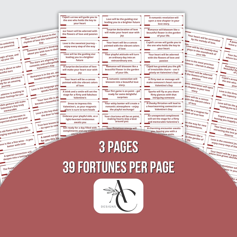 Valentine's Fortune Cookie Fortunes: 120 Printable Messages (PDF) - Etsy