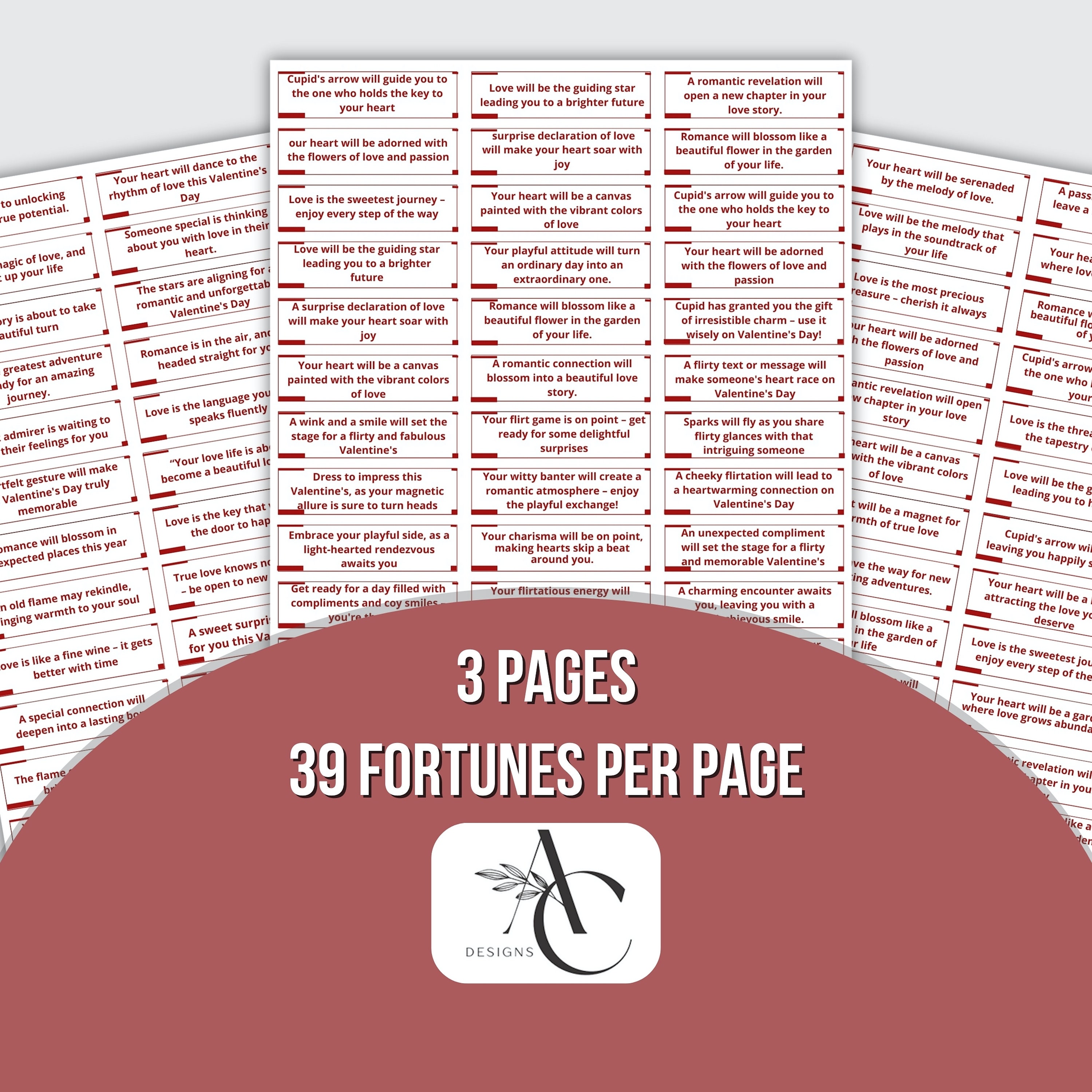 Printable Fortunes for DIY Fortune Cookie, Custom Party Favors Chinese ...