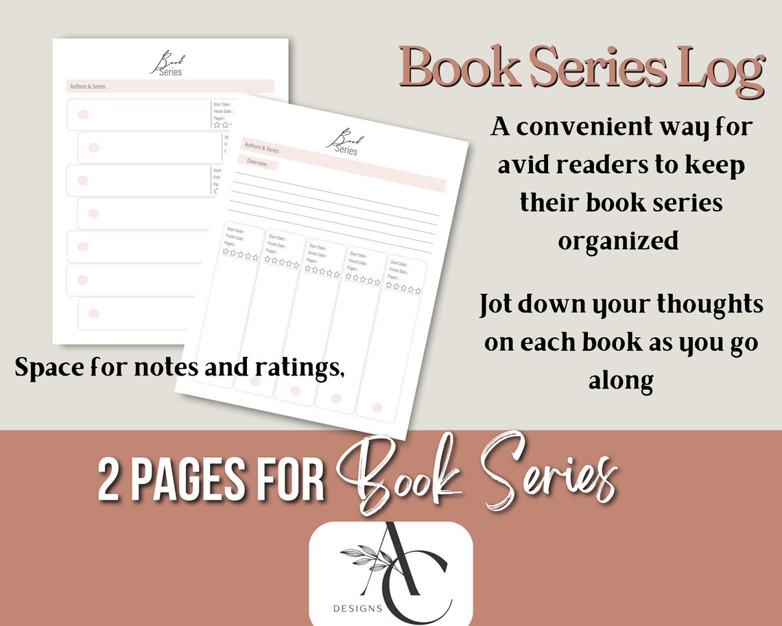 Reading Log Printable Journal, Book Review Journal, Bookshelf Book ...