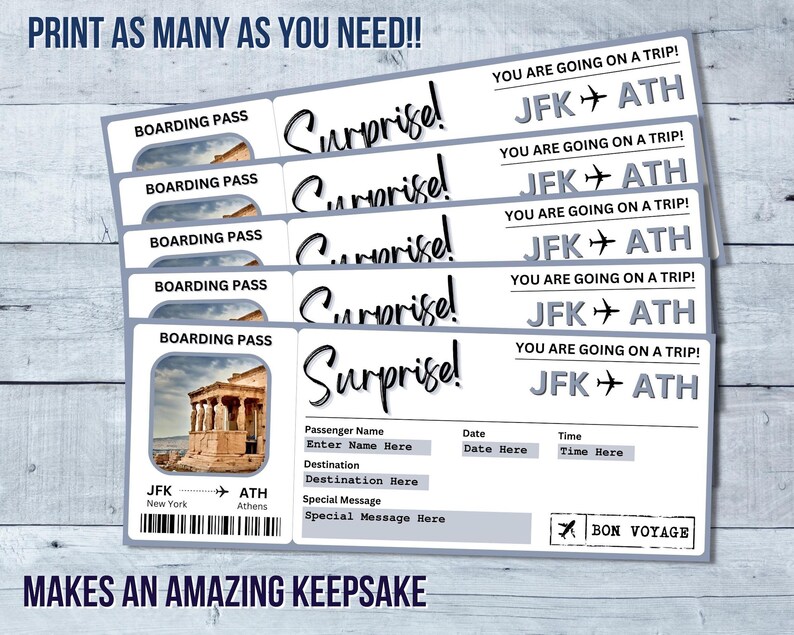 Surprise Trip Reveal Boarding Pass Template Instant Download - Etsy