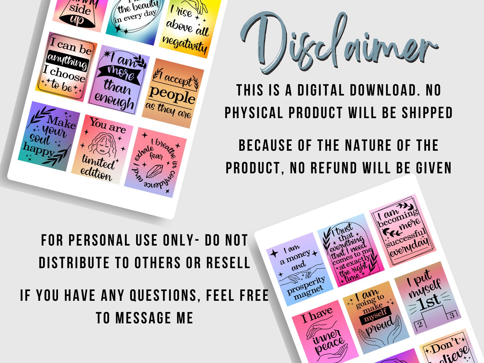 Printable Daily Positive Affirmation Cards for Self Love Healing ...