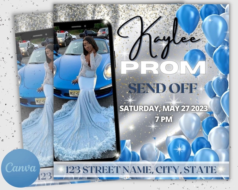Prom Send off Flyer, Prom Flyer Canva Template, Editable Party Flyer ...