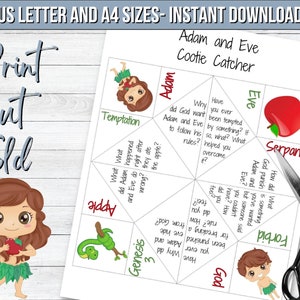 Adam and Eve Cootie Catcher: Bible Story Paper Craft (PDF) - Etsy